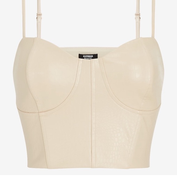 Express | Tops | Body Contour Croc Faux Leathercorset Cropped Top ...